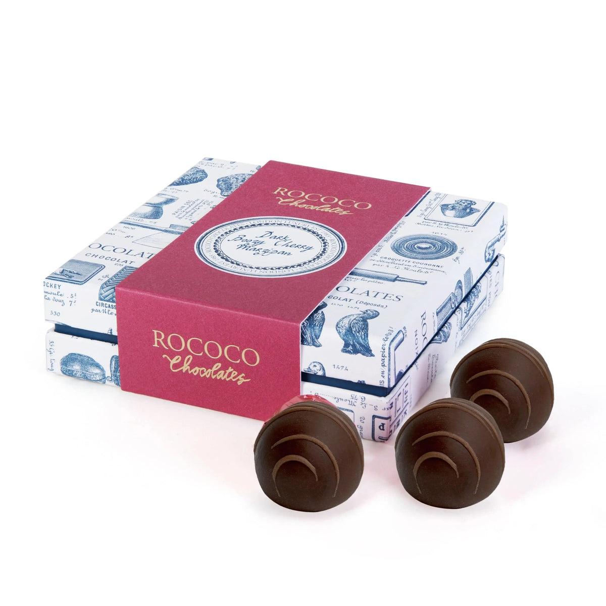 Dark Boozy Cherry Marzipan | 9pc Square Gift Box – Rococo Chocolates
